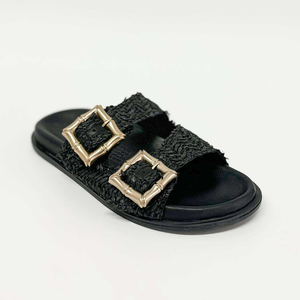 Ease Raffia Slide | Black – Whatever Mudgee