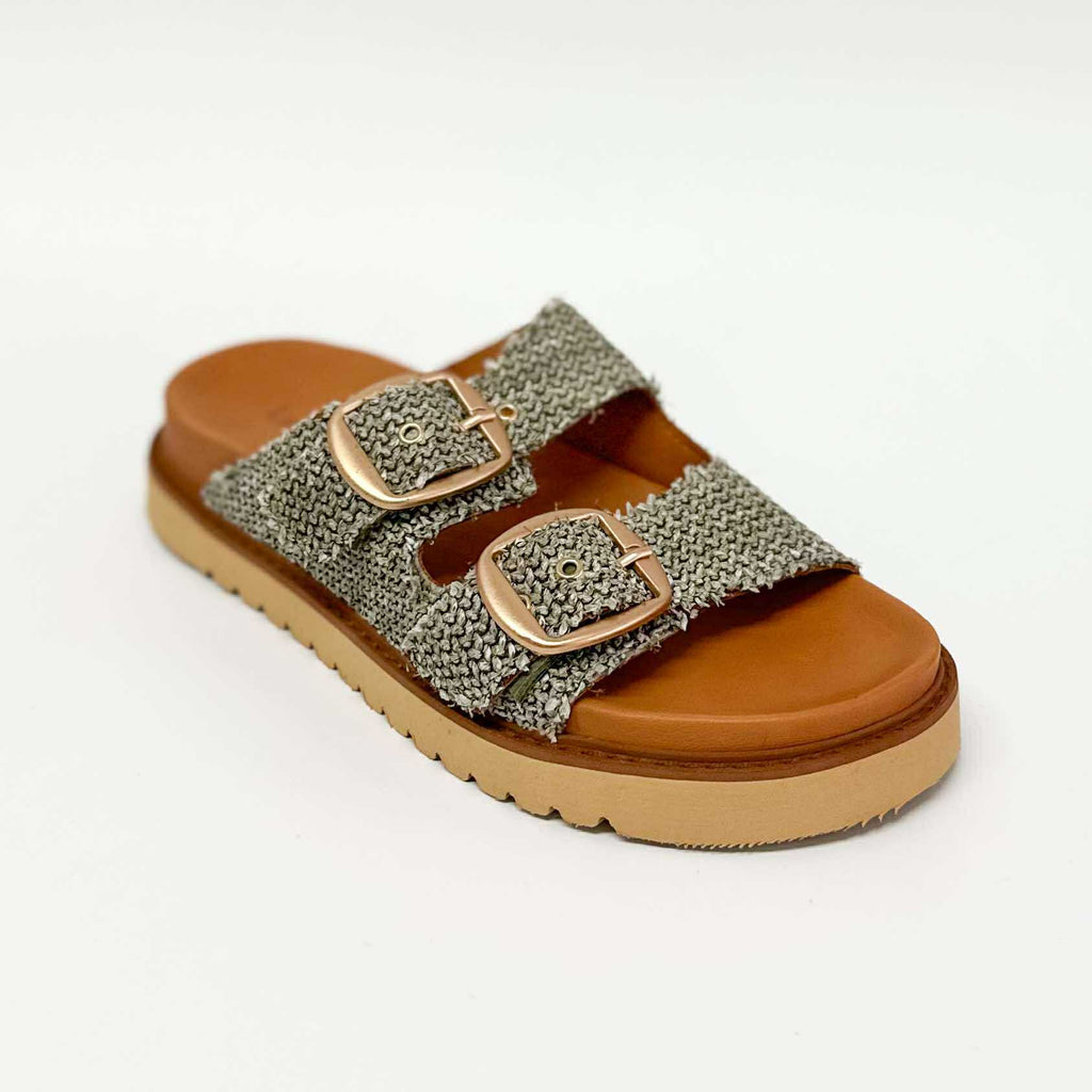 Avery Raffia Slide | Khaki – Whatever Mudgee
