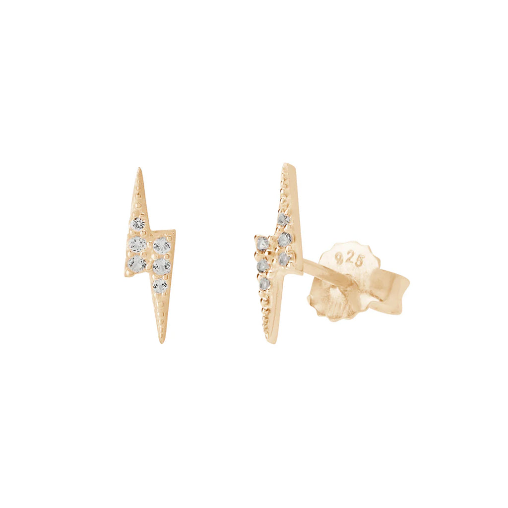 Lightning Bolt Studs | White Topaz – Whatever Mudgee
