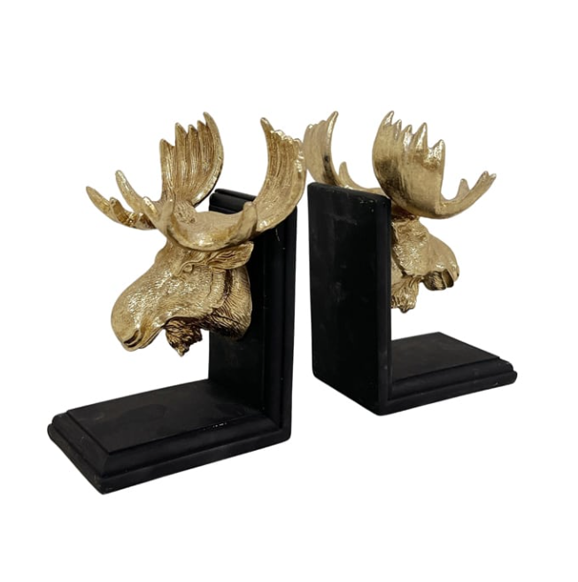 Lorde Resin Black Gold Moose Bookends – Whatever Mudgee