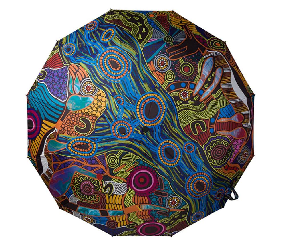 Aboriginal Artist Designed Fold Up Umbrella – Whatever Mudgee