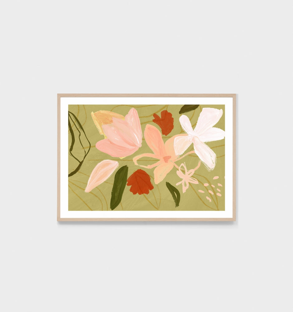 Floral Collage Green | Framed Art Print – Whatever Mudgee